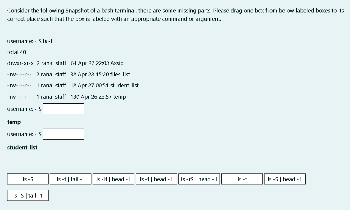Solved Consider the following Snapshot of a bash terminal, | Chegg.com