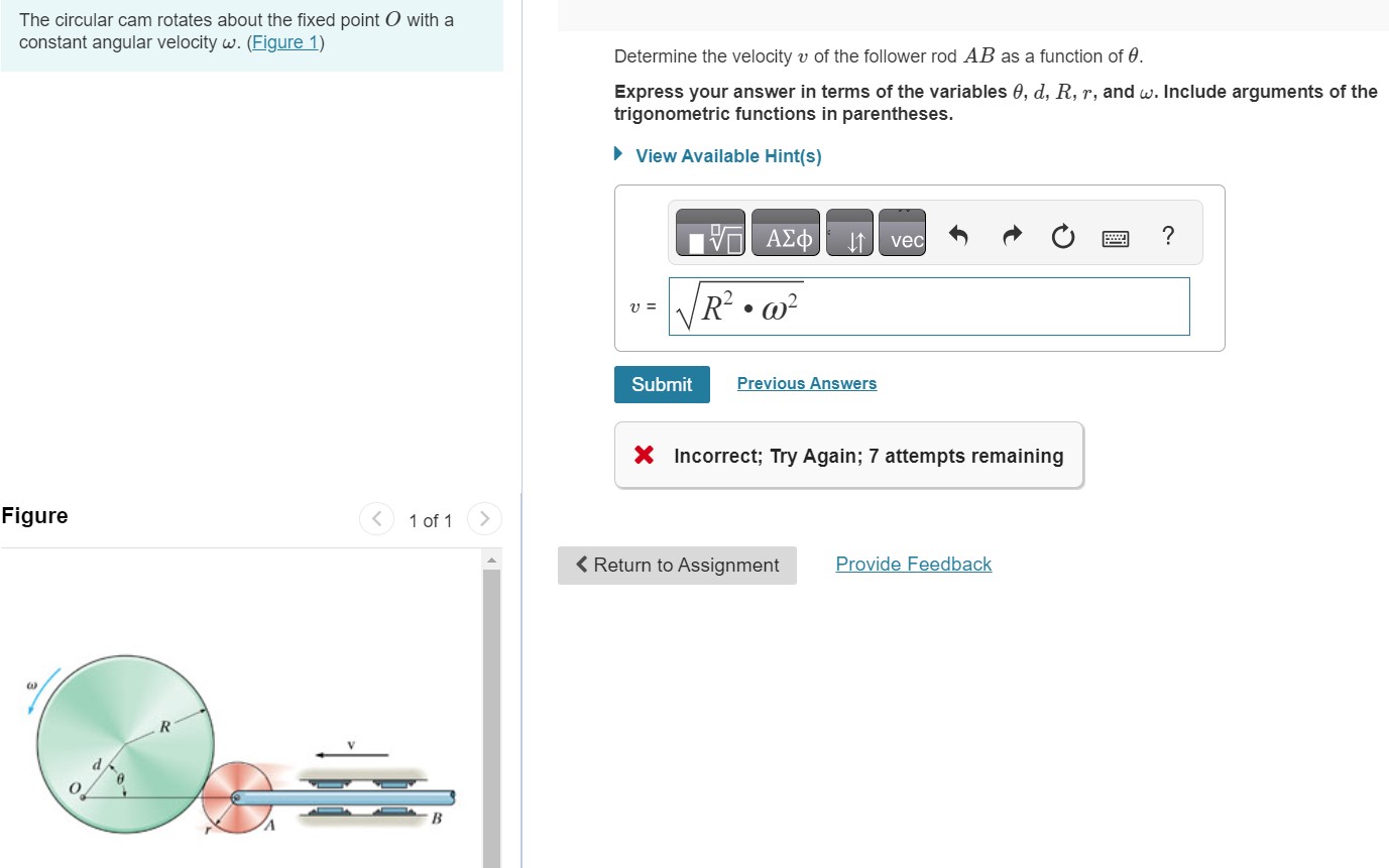 Solved The circular cam rotates about the fixed point O | Chegg.com