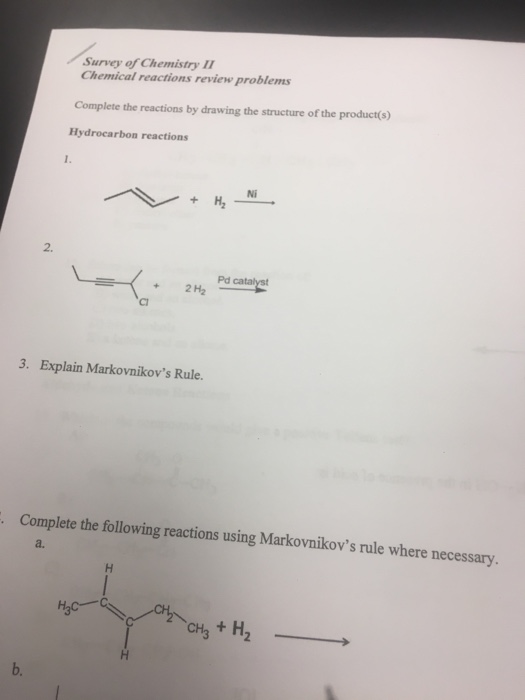 Solved Survey of Chemistry I Chemical reactions review | Chegg.com