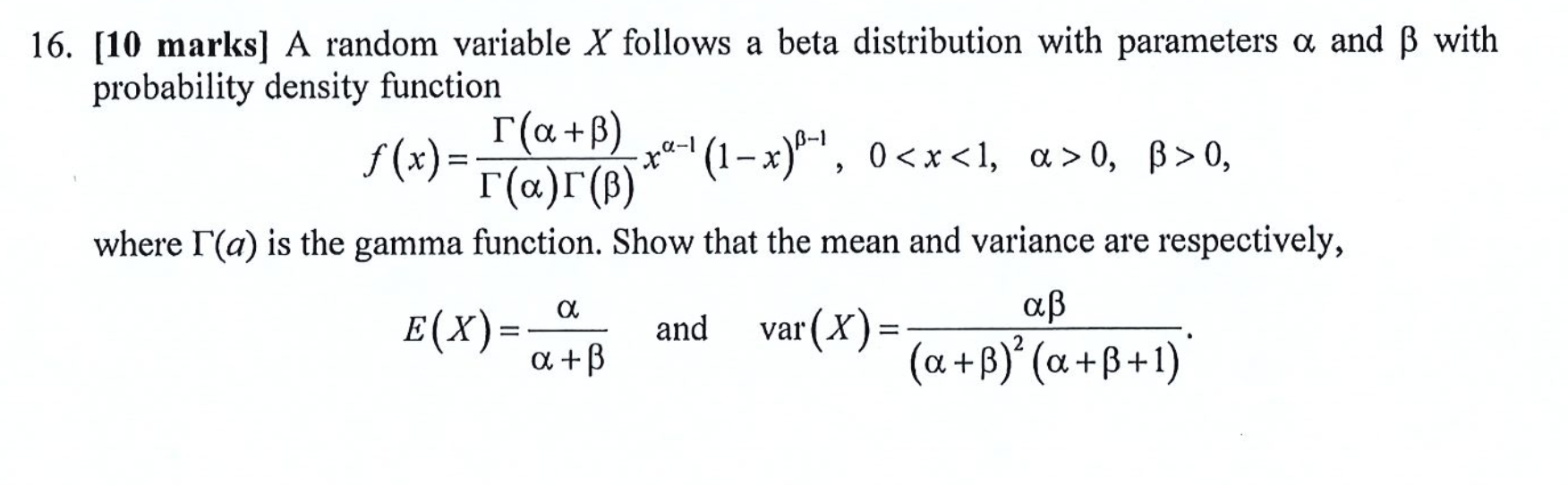 Solved A random variable X follows a beta distribution with | Chegg.com