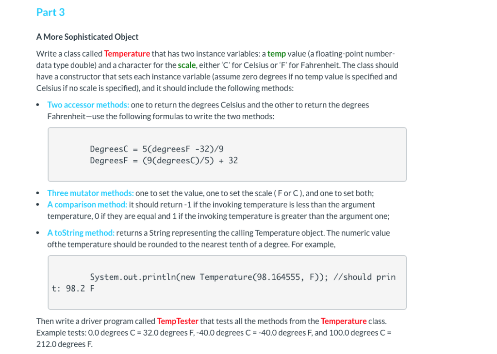 Solved Part 3 A More Sophisticated Object Write A Class 2542