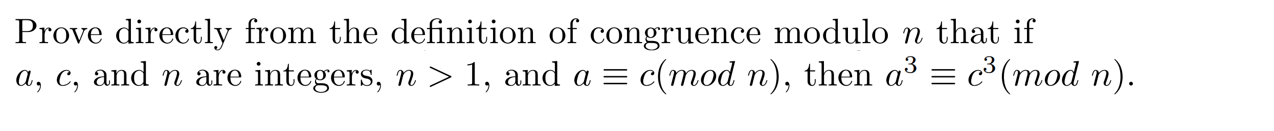 Solved Prove directly from the definition of congruence | Chegg.com