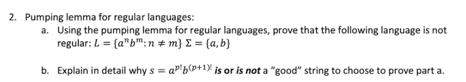Solved 2. Pumping lemma for regular languages: a. Using the | Chegg.com