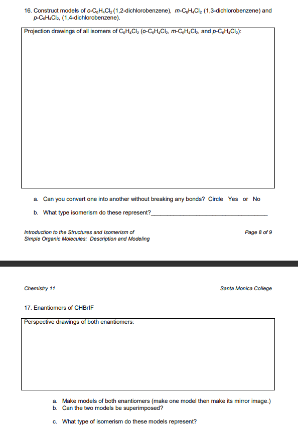 Solved 16. Construct models of o−C6H4Cl2 | Chegg.com