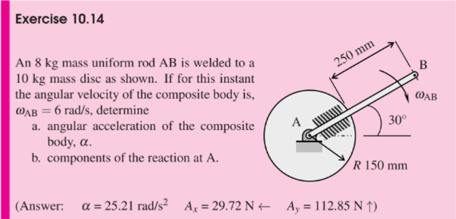 Solved An 8 kg mass uniform rod AB is welded to a 10 kg mass | Chegg.com