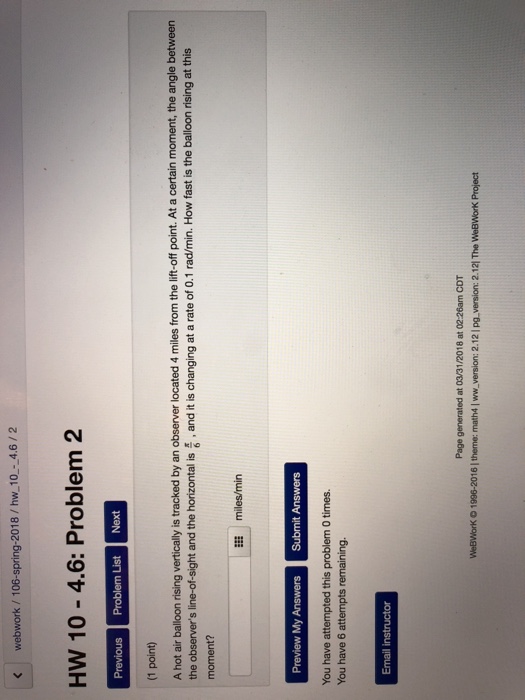 Solved K webwork/ 106-spring-2018/ hw 10 -4.6/2 HW 10-4.6: | Chegg.com