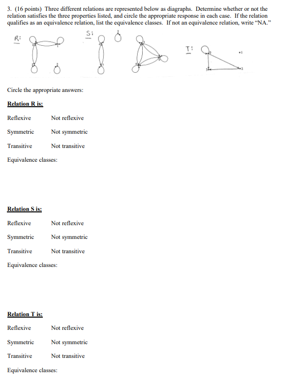Solved 3. (16 points) Three different relations are | Chegg.com