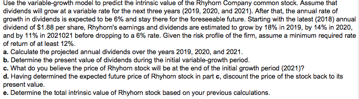 Solved Use the variable-growth model to predict the | Chegg.com