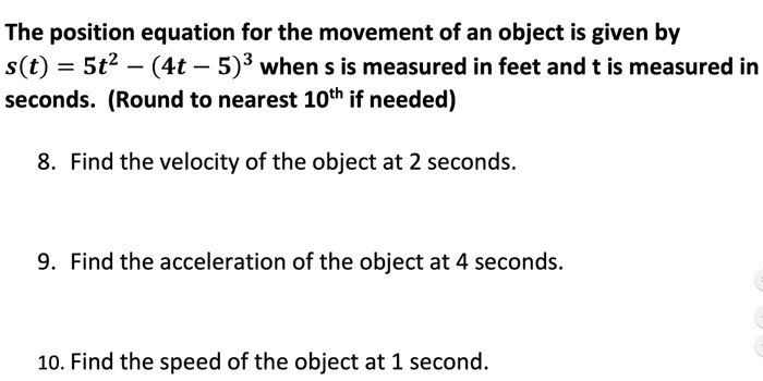 Solved The position equation for the movement of an object | Chegg.com