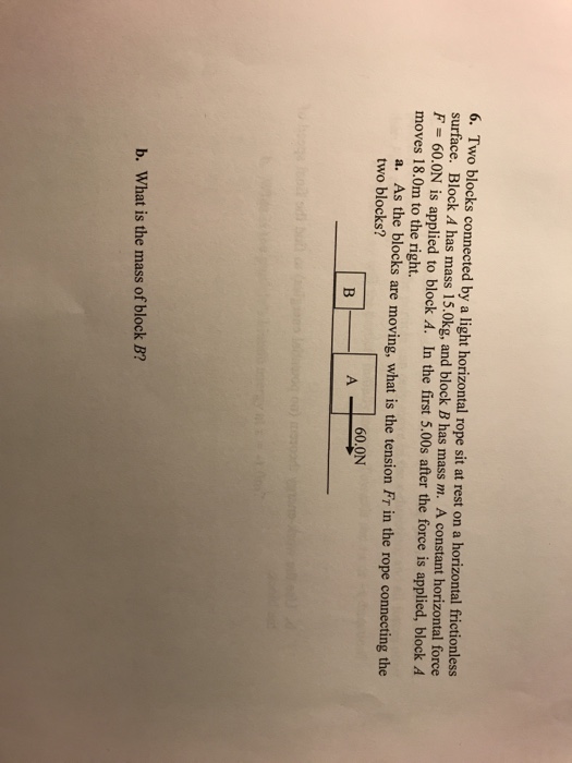 Solved 6. Two blocks connected by a light horizontal rope | Chegg.com