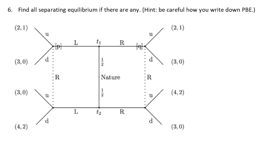 6. ﻿Find all separating equilibrium if there are any. | Chegg.com