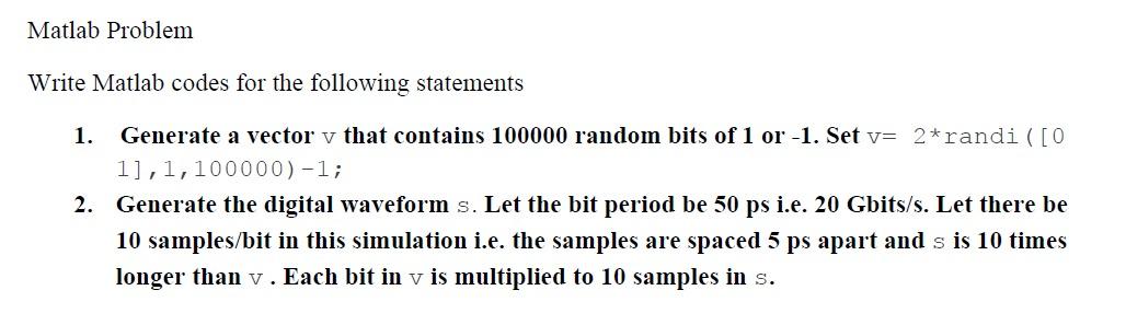 Matlab Problem Write Matlab codes for the following | Chegg.com