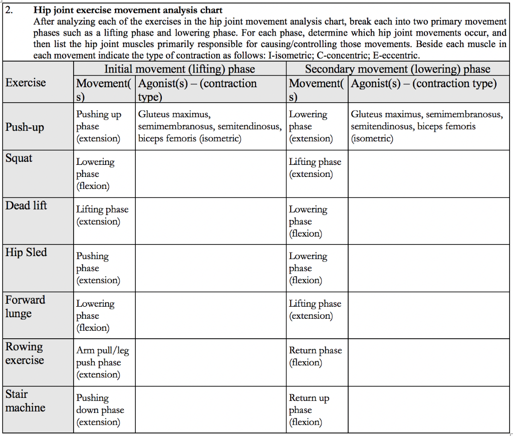 Solved Hip joint exercise movement analysis chart After | Chegg.com