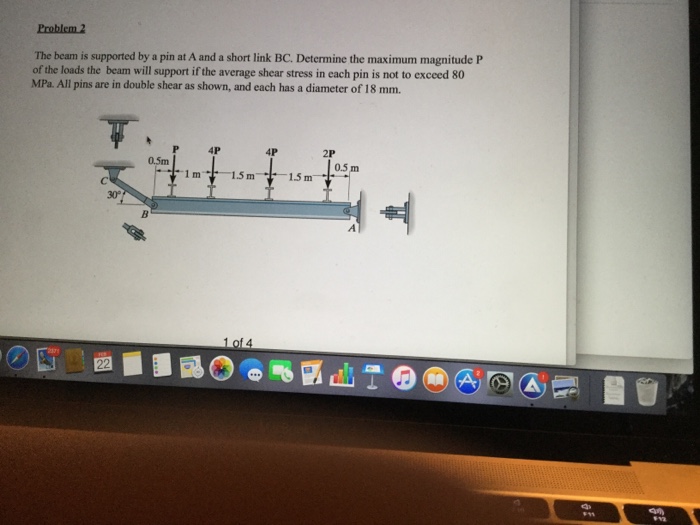 Solved The beam is supported by a pin at A and a short link | Chegg.com