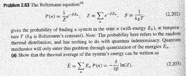 Solved Problem 263 The Boltzmann equation 68 (2.202) rn | Chegg.com