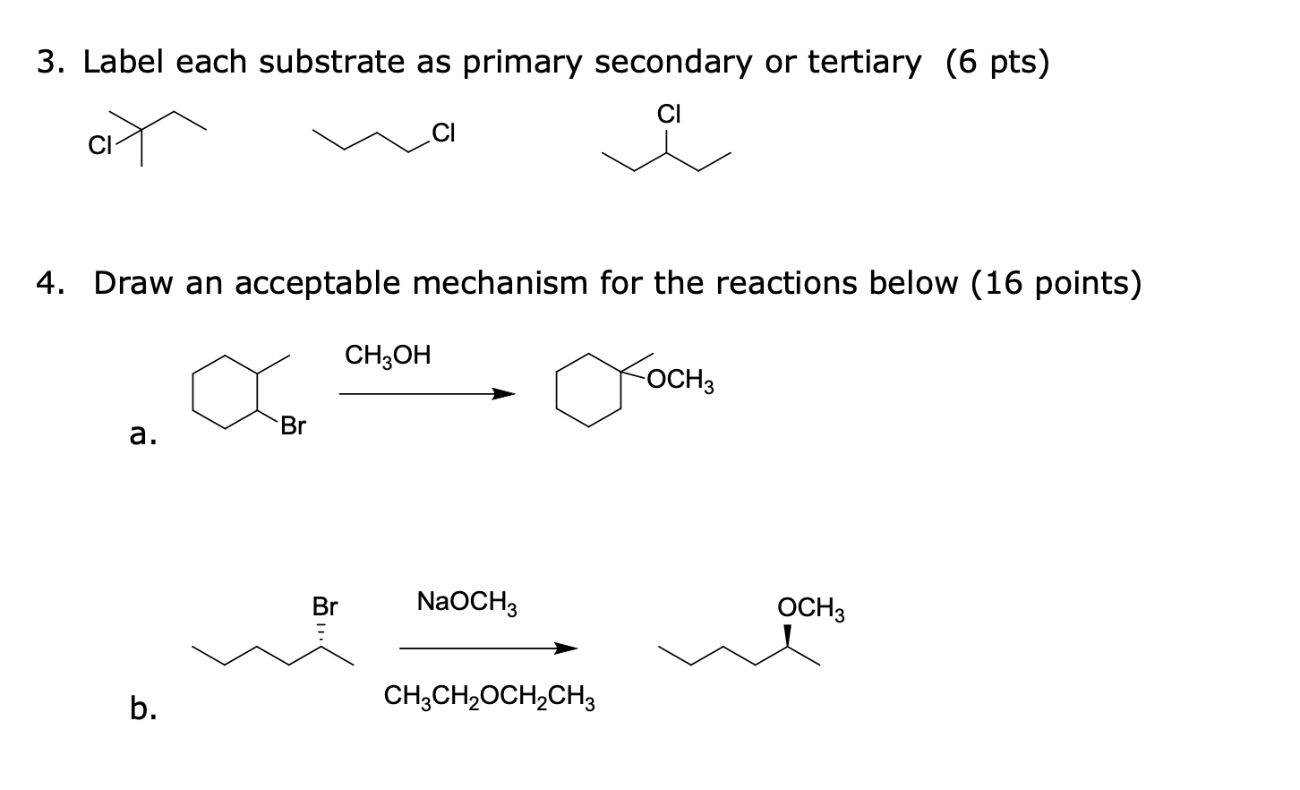 Solved 3. Label each substrate as primary secondary or | Chegg.com