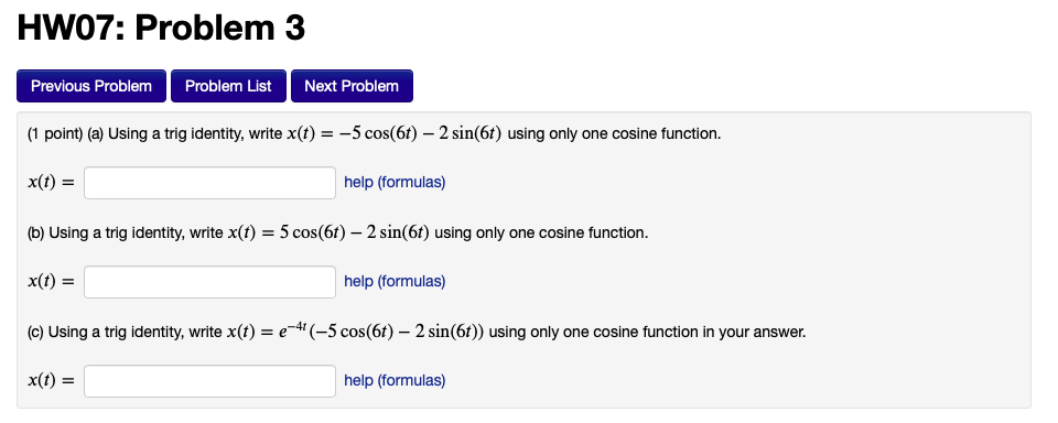 Solved HW07: Problem 3 Previous Problem Problem List Next | Chegg.com