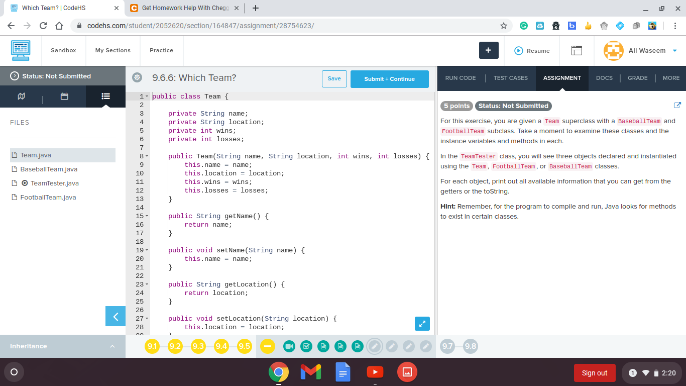 Solved For this exercise, you are given a Team | Chegg.com