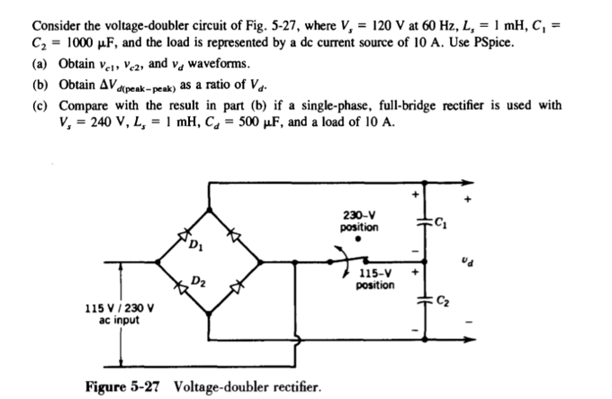 Solved Consider the voltage-doubler circuit of Fig. 5-27, | Chegg.com