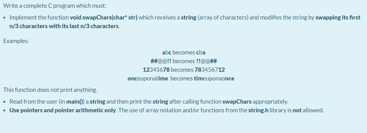 Solved Write a complete C program which must: • Implement | Chegg.com