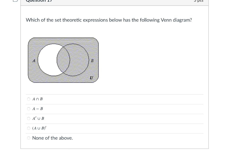 Solved PLS Which of the set theoretic expressions below has | Chegg.com