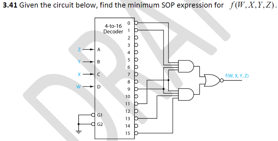 Solved 3.41 Given the circuit below, find the minimum SOP | Chegg.com