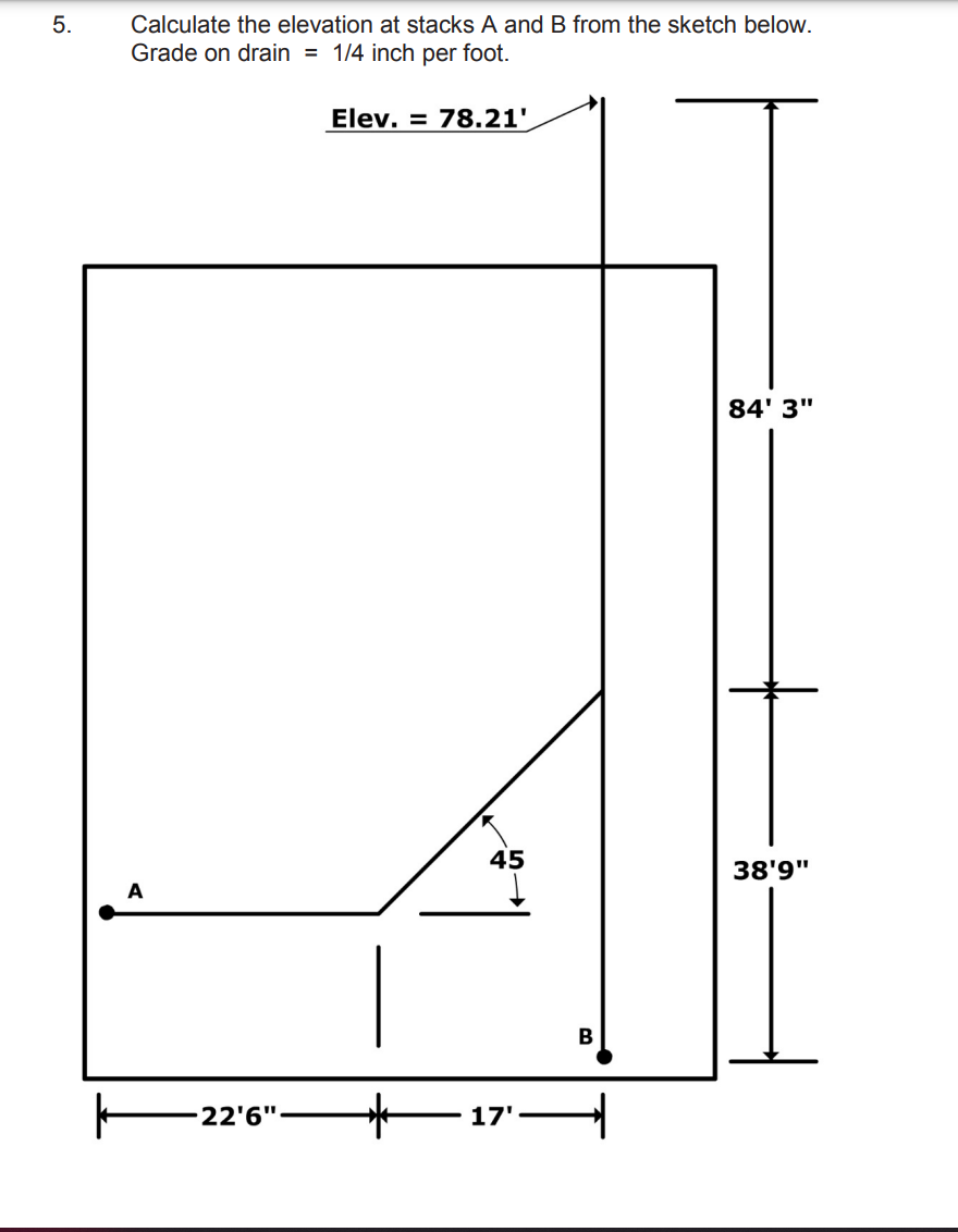 Solved 5. Calculate the elevation at stacks A and B from the | Chegg.com