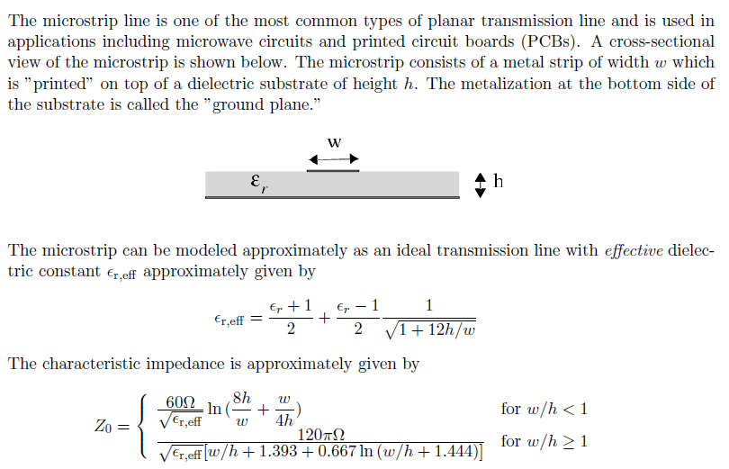 Solved The microstrip line is one of the most common types | Chegg.com