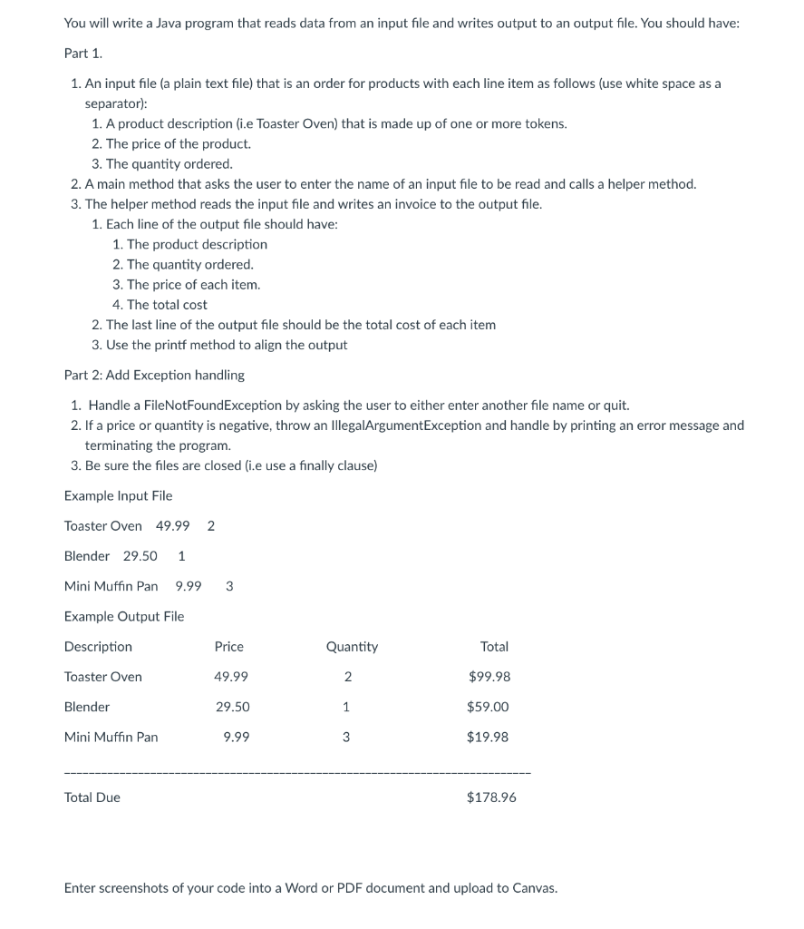 Solved You will write a Java program that reads data from an | Chegg.com