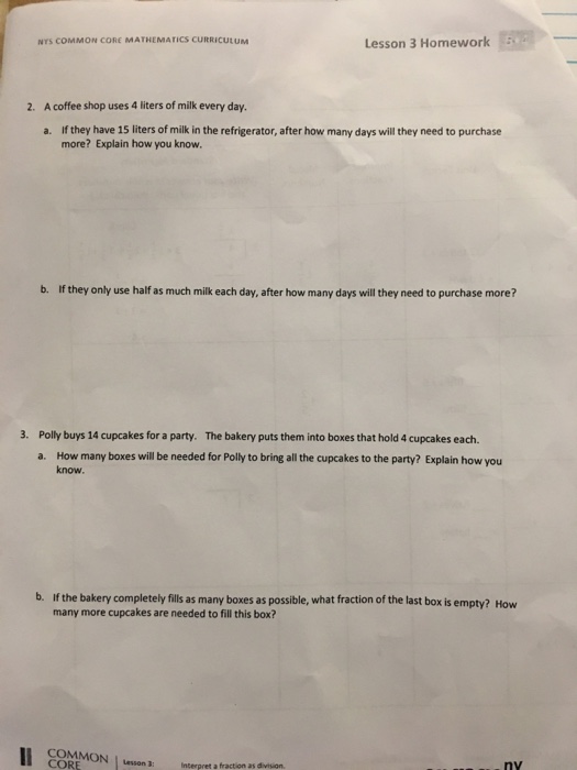 Solved NYS COMMON CORE MATHEMATICS CURRICULUM Lesson 3 Chegg