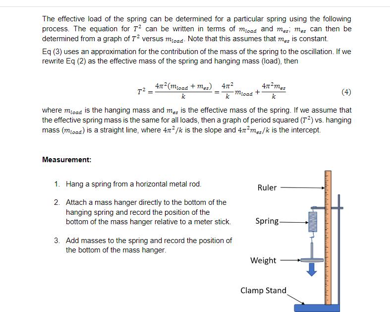 Solved TO DETERMINE A SIMPLE SPRING CONSTANT Objective: To | Chegg.com