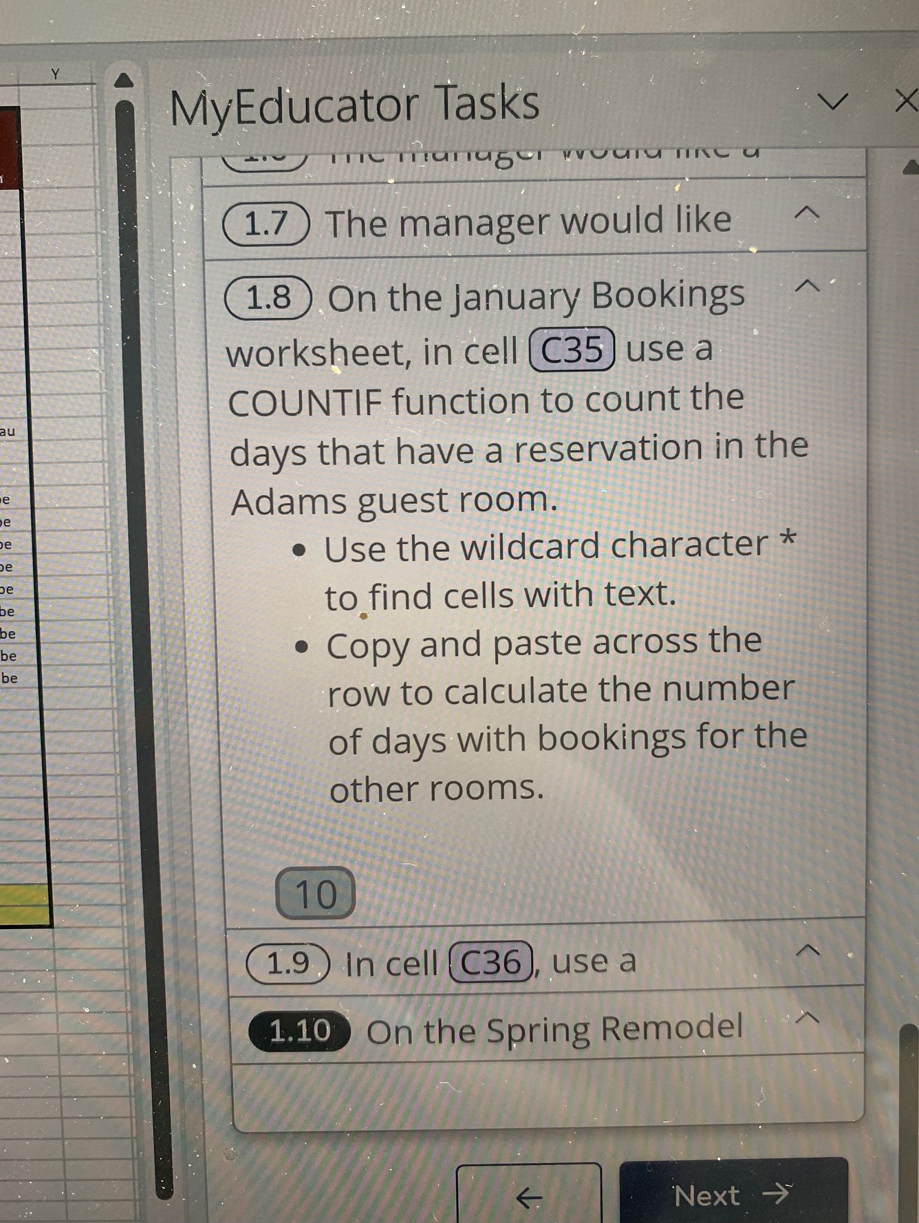 MyEducator Tasks 1.6. The manager would like a (1.7) | Chegg.com