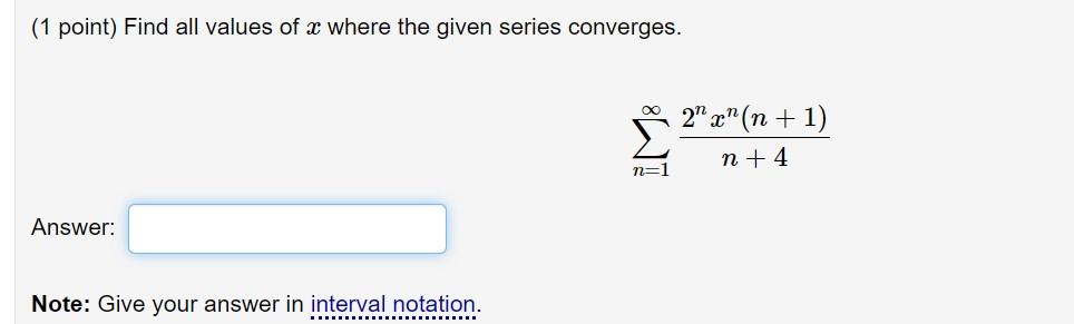 Solved (1 point) Find all the values of x such that the | Chegg.com