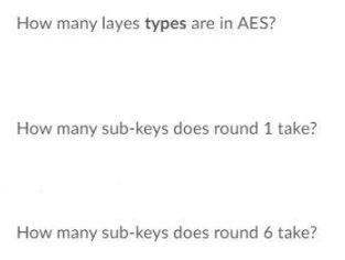 How many layes types are in AES? How many sub-keys | Chegg.com
