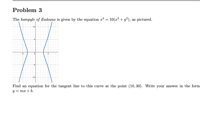Solved Problem 3 The kampyle of Eudorus is given by the | Chegg.com