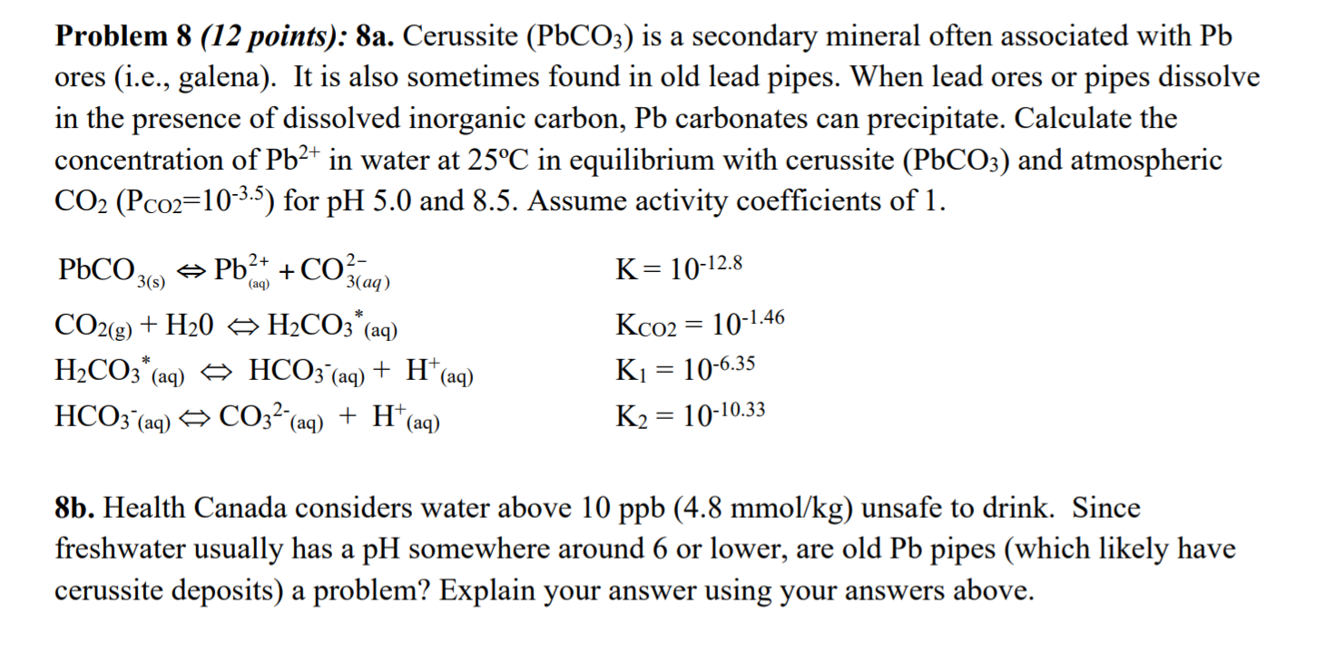 Solved Problem 8 (12 points): 8a. Cerussite (PbCO3) is a | Chegg.com