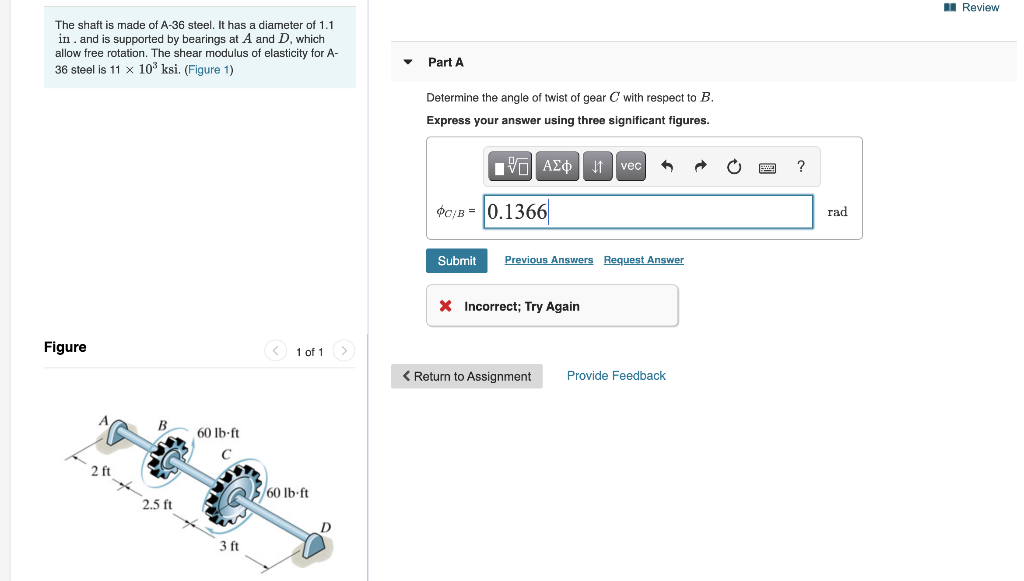 Solved The shaft is made of A-36 steel. It has a diameter of | Chegg.com