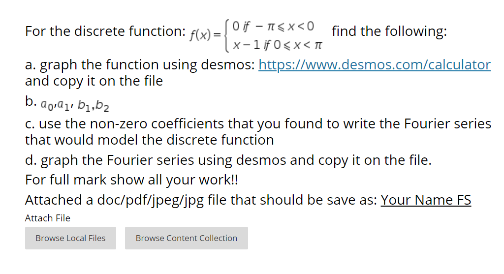 Solved For the discrete function: f(x)= ſo if - | Chegg.com