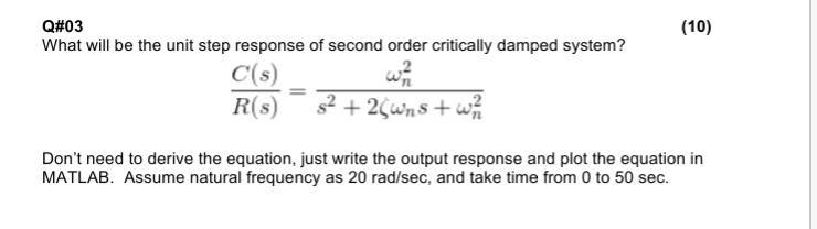 Solved (10) Q#03 What will be the unit step response of | Chegg.com