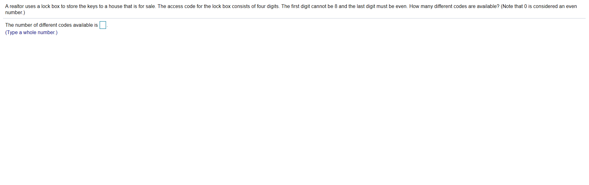Solved A realtor uses a lock box to store the keys to a | Chegg.com