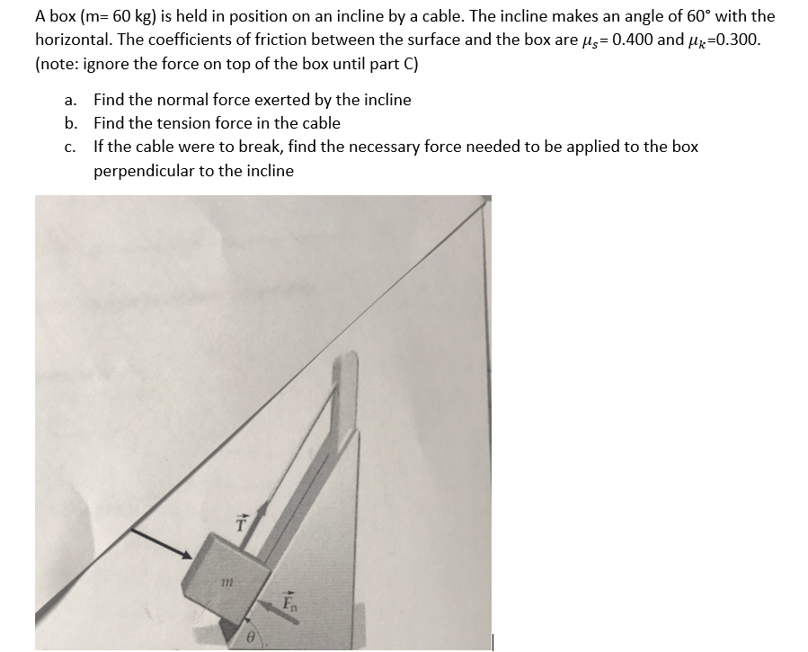 Solved A box (m 60 kg) is held in position on an incline by | Chegg.com