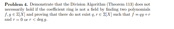 Solved Problem 4. Demonstrate that the Division Algorithm | Chegg.com