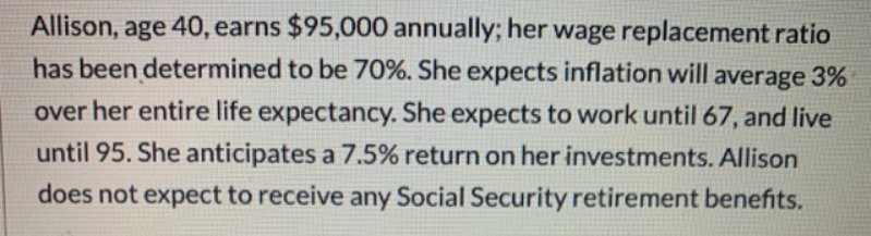 Solved What is the amount of Allison's first retirement | Chegg.com