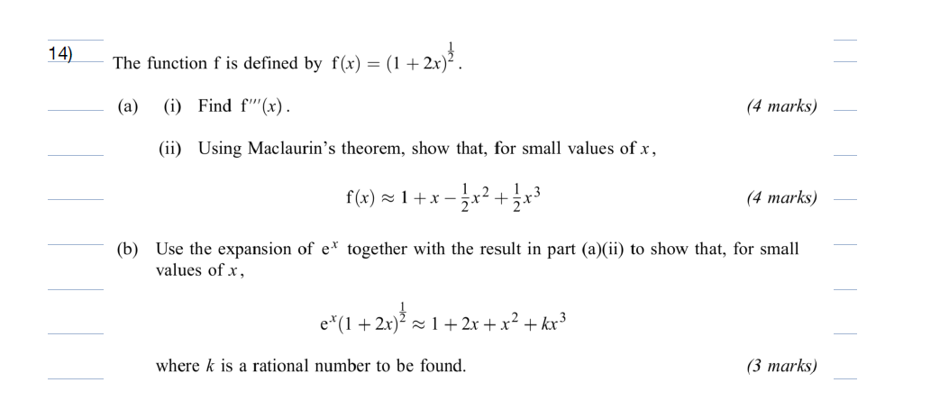Solved 14) The function f is defined by f(x) = (1 + 1 +21). | Chegg.com