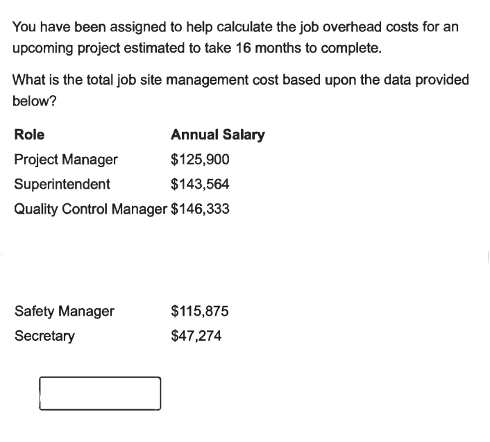 Solved You have been assigned to help calculate the job | Chegg.com