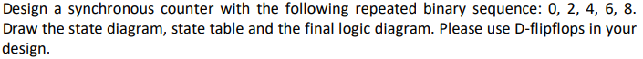 Solved Design a synchronous counter with the following | Chegg.com