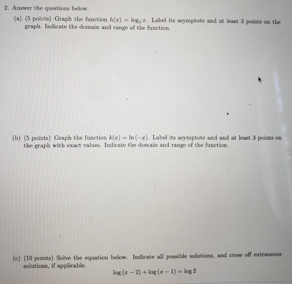 Solved 2. Answer the questions below. (a) (5 points) Graph | Chegg.com
