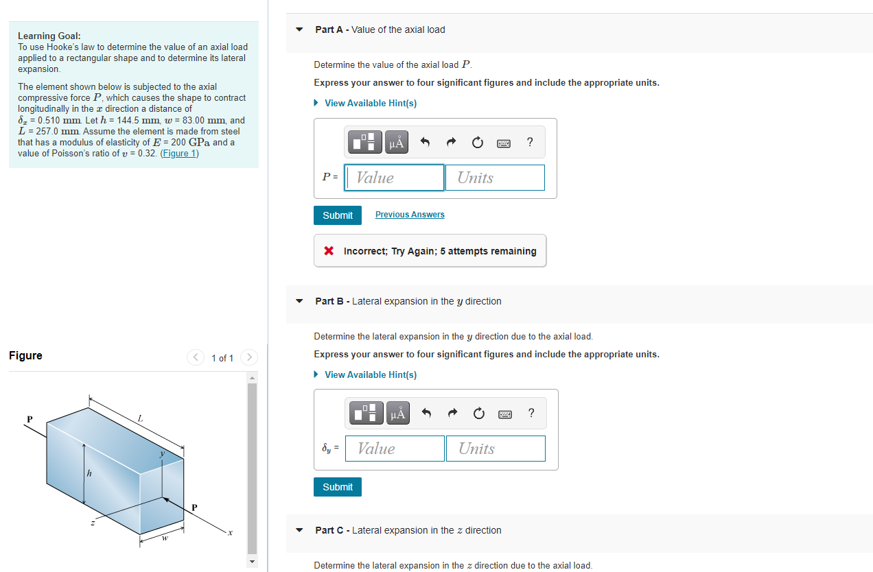 Solved Part C - Lateral expansion in the z direction | Chegg.com