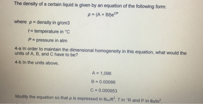 Solved The density of a certain liquid is given by an | Chegg.com