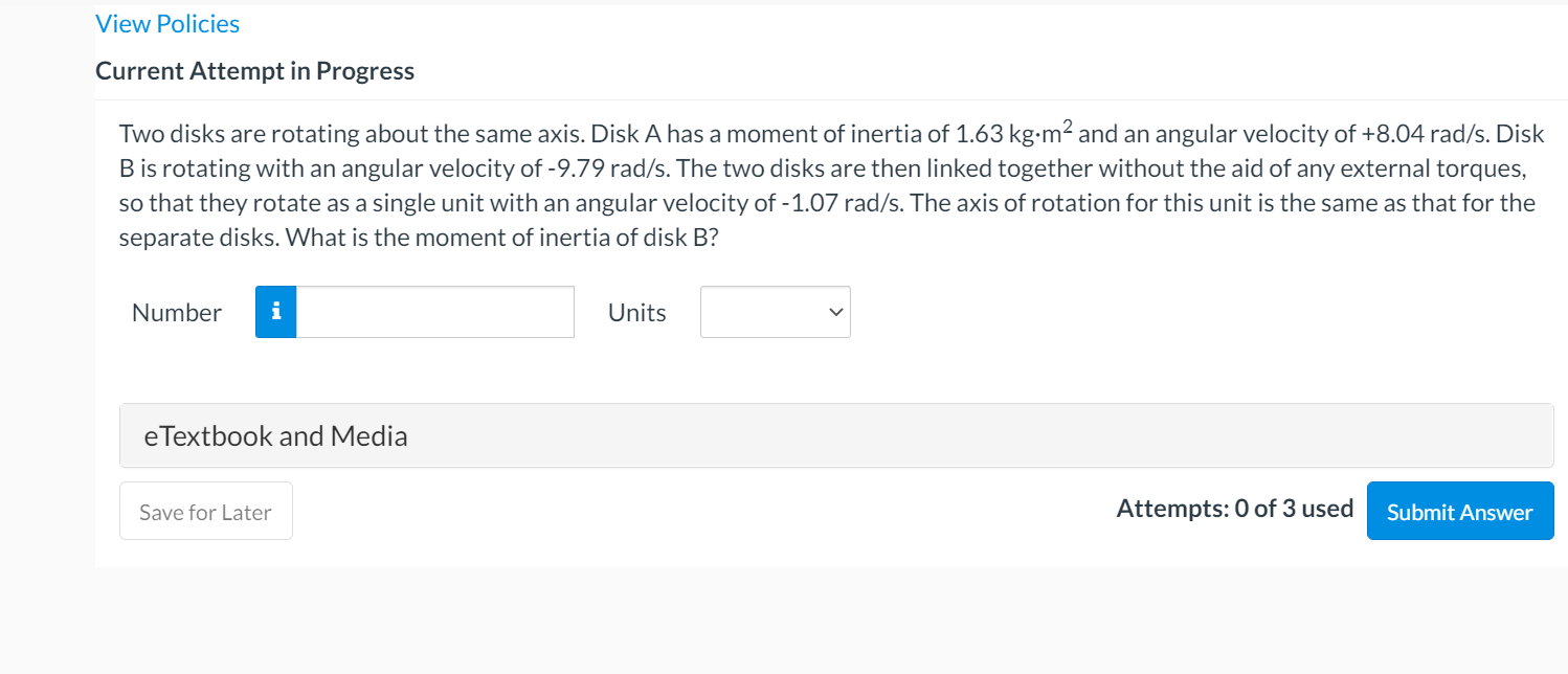 Solved View Policies Current Attempt in Progress Two disks | Chegg.com
